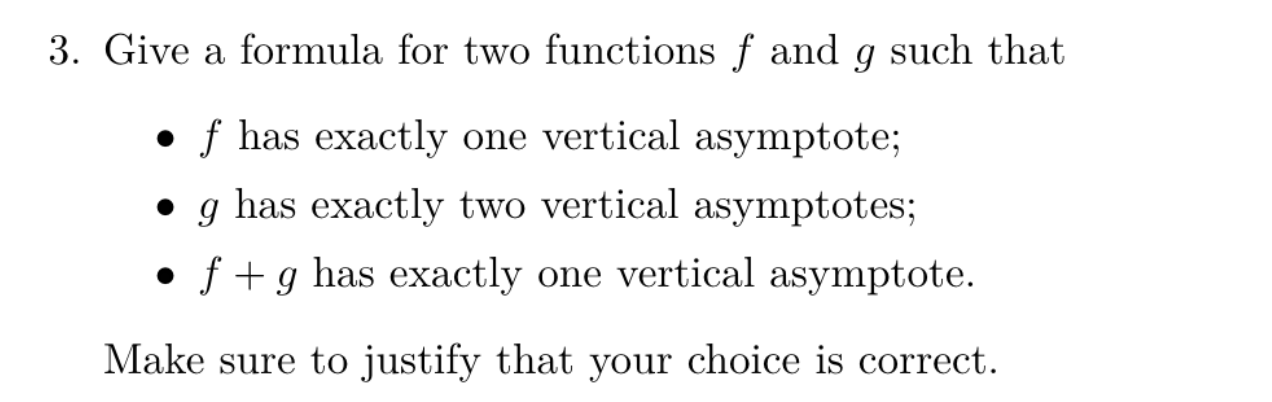 Solved Give a formula for two functions f and g such that - | Chegg.com
