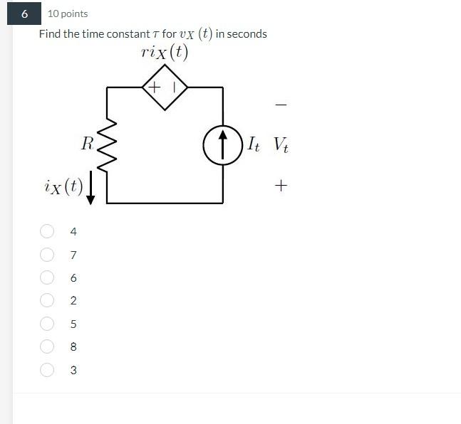 Solved Find the time constant τ for vX(t) in seconds | Chegg.com