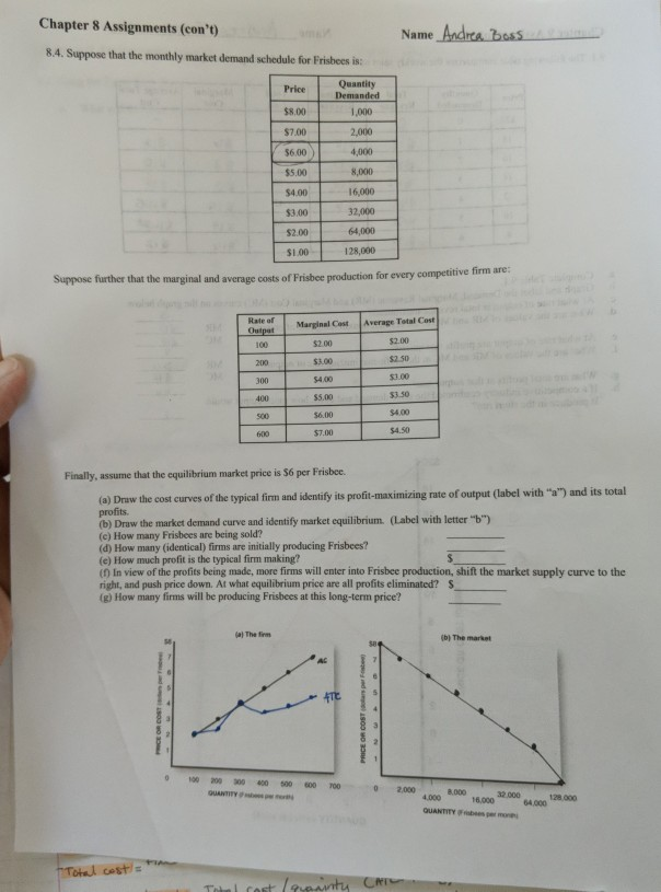 Solved Chapter 8 Assignments (con't) 8.4. Suppose that the | Chegg.com