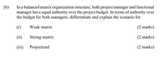 Solved (b) In a balanced matrix organization structure, both | Chegg.com