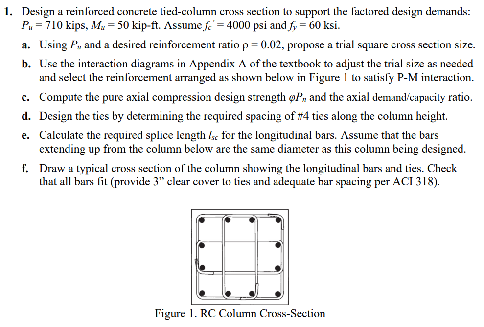 Solved Design a reinforced concrete tied-column cross | Chegg.com