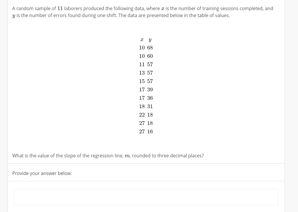 Solved A random sample of 11 laborers produced the following | Chegg.com