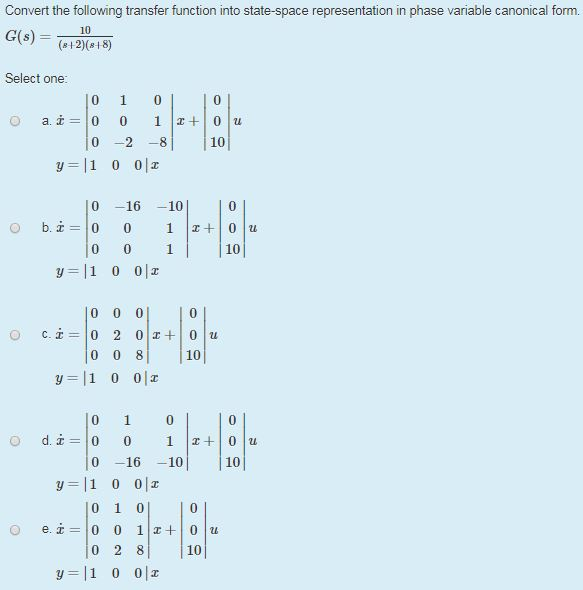 Solved Convert The Following Transfer Function Into