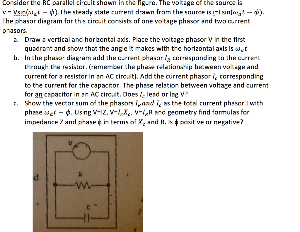 Consider the RC parallel circuit shown in the figure. | Chegg.com