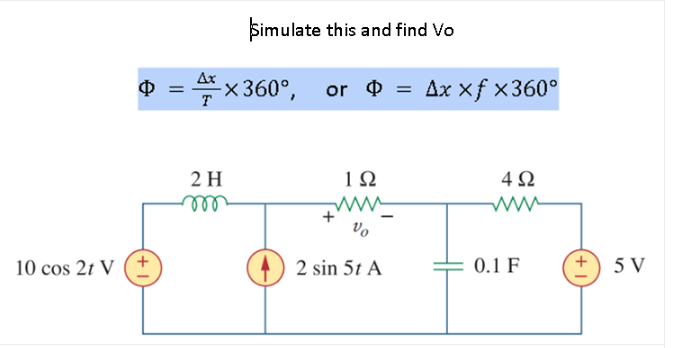 Solved Simulate this and find \\( V_{0} \\) \\[ | Chegg.com