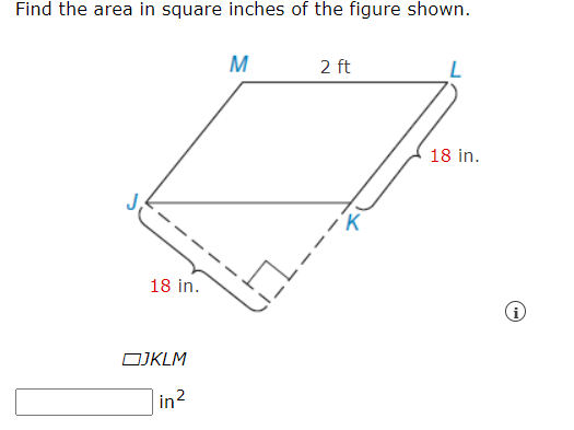 Solved Find the area in square inches of the figure | Chegg.com