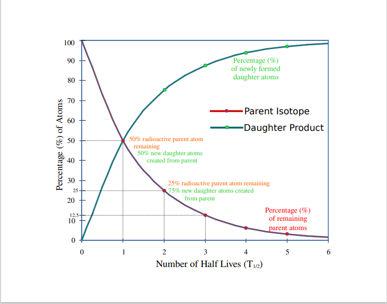 Solved 100 90 Percentage (%) of newly formed daughter atoms | Chegg.com