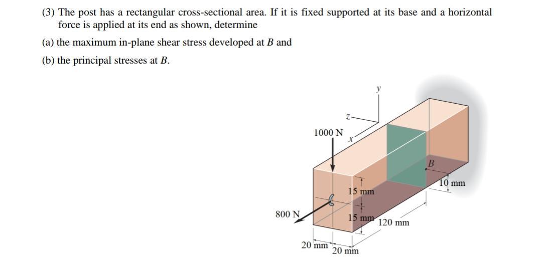 Solved (3) The post has a rectangular cross-sectional area. | Chegg.com