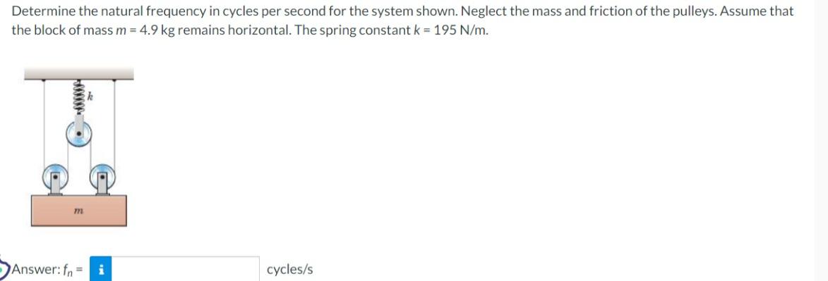 Solved Determine the natural frequency in cycles per second | Chegg.com
