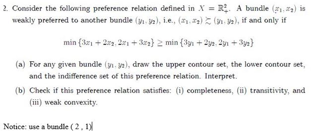 2. Consider the following preference relation defined | Chegg.com