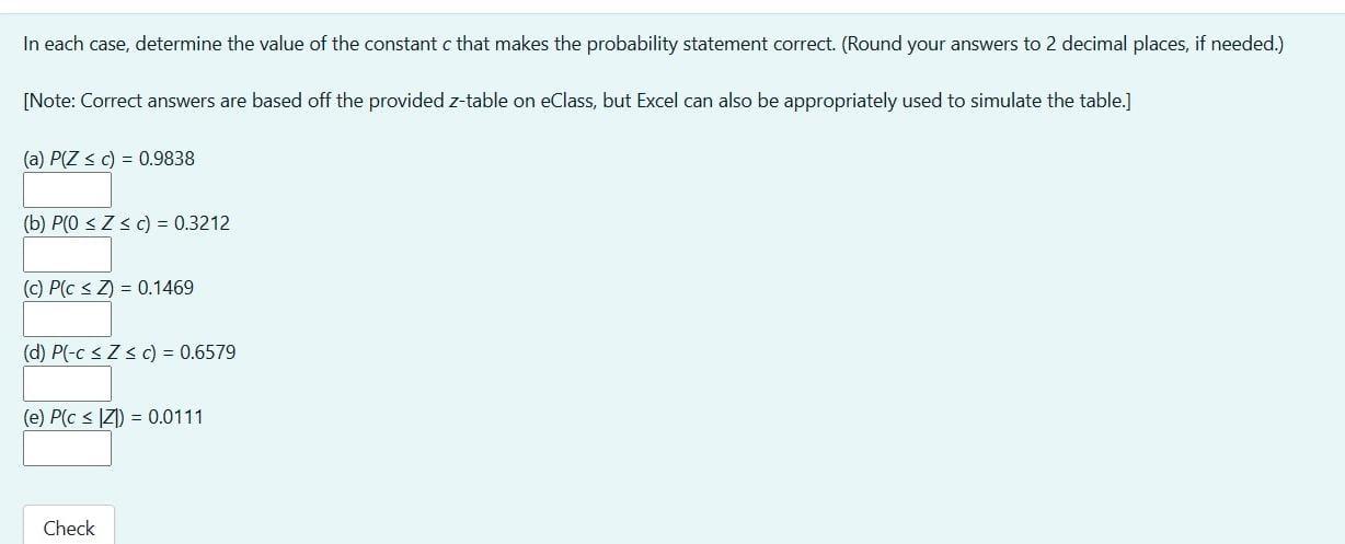 Solved In each case, determine the value of the constant c | Chegg.com