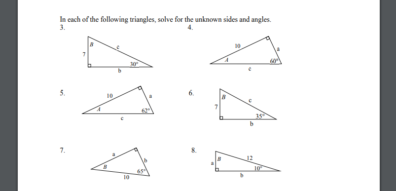 Solved In each of the following triangles, solve for the | Chegg.com