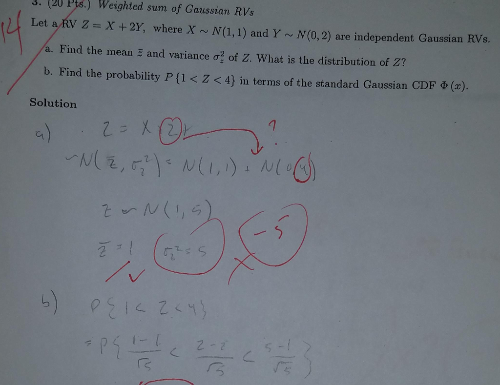 Solved 3. (20 Pts.) Weighted sum of Gaussian RVs Let a RV Z | Chegg.com
