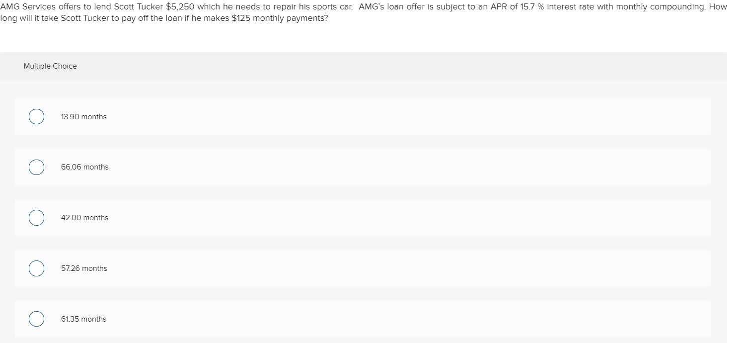 Solved AMG Services offers to lend Scott Tucker $5,250 which | Chegg.com