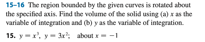 Solved the region bounded by the given curves is rotated | Chegg.com