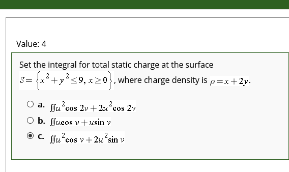 Solved Value: 4 Set the integral for total static charge at | Chegg.com