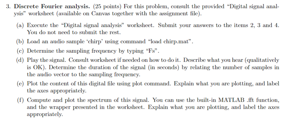 Solved 3 Discrete Fourier Analysis 25 Points For This