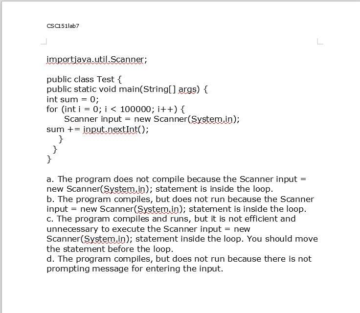 Solved csa51lab 7 L # 31. Will the following program | Chegg.com