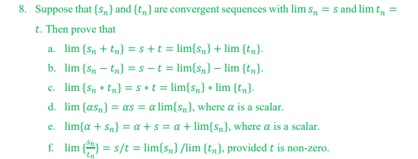 Solved 8. Suppose that {sn} and {tn} are convergent | Chegg.com