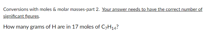 Solved Conversions with moles & molar masses-part 2. Your | Chegg.com