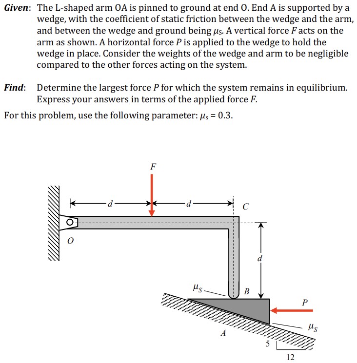 Solved Given: The L-shaped arm OA is pinned to ground at end | Chegg.com