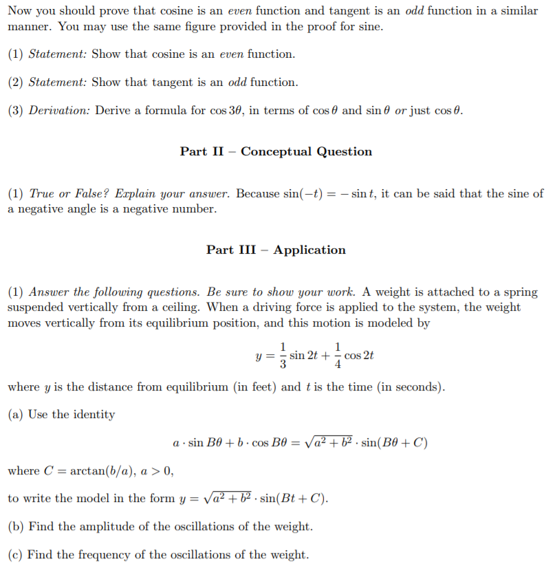 Solved Part I - Proofs and Derivations Recall the following | Chegg.com