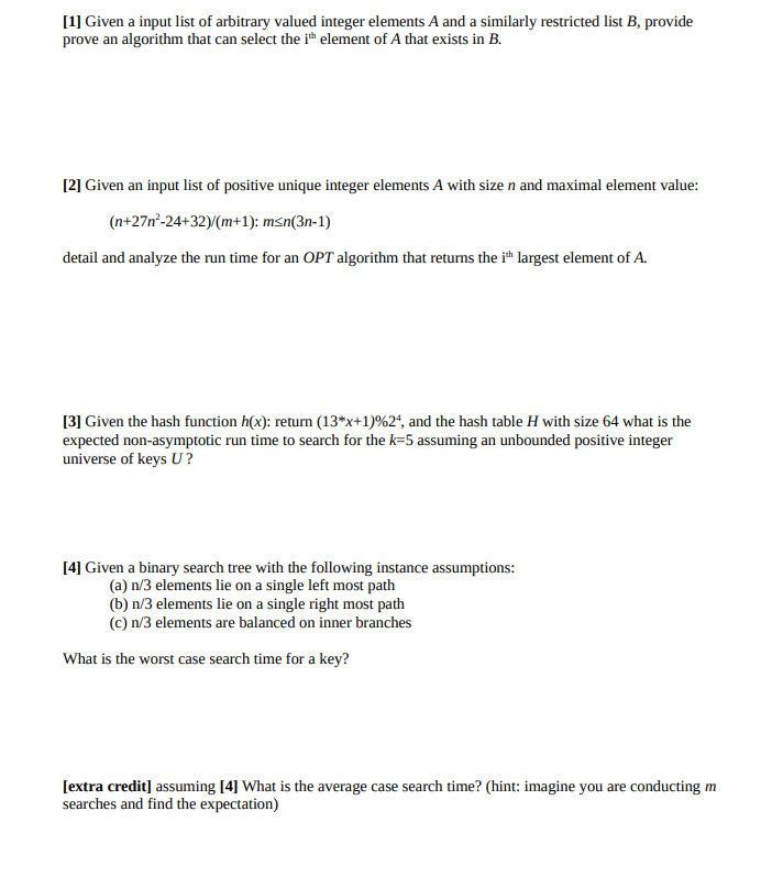 Solved [1] Given a input list of arbitrary valued integer | Chegg.com