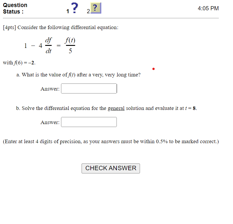 Solved [4pts] Consider the following differential | Chegg.com