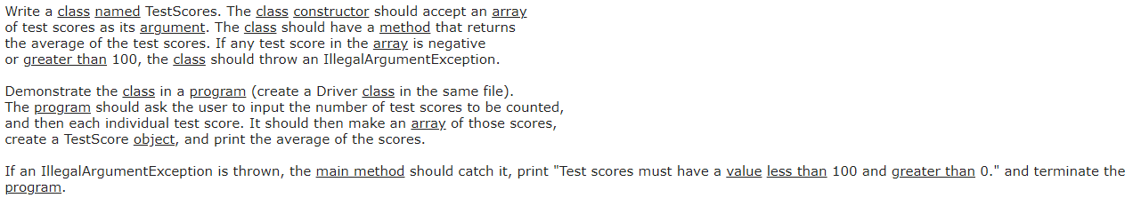 Solved Write A Class Named Testscores The Class Constructor