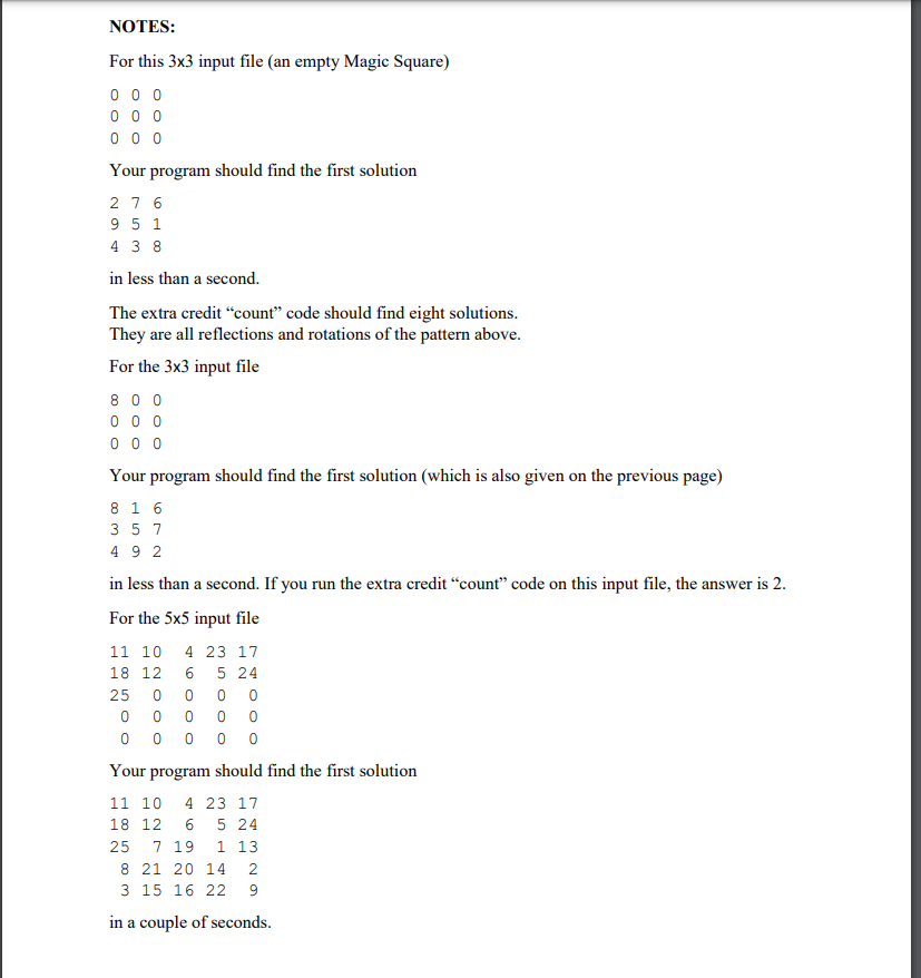 Solved MAGIC SQUARES Backtracking and Recursion Pretty much | Chegg.com