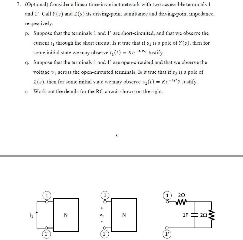 Solved 7. (Optional) Consider a linear time-invariant | Chegg.com