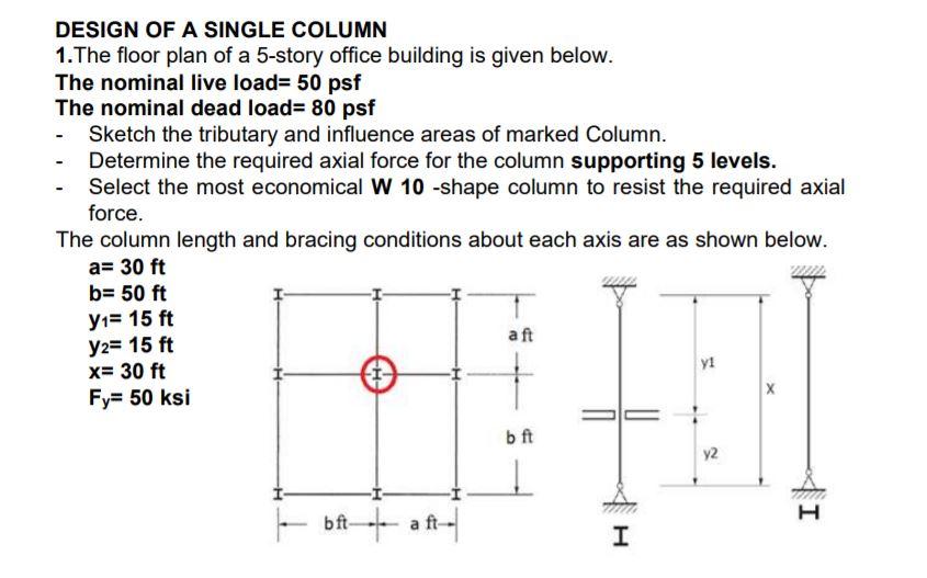 Solved DESIGN OF A SINGLE COLUMN 1. The floor plan of a | Chegg.com