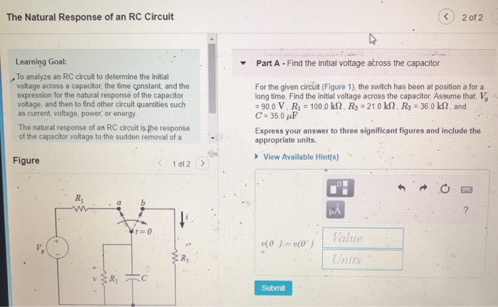 Solved: The Natural Response Of An RC Circuit 2 Of 2 Learn... | Chegg.com