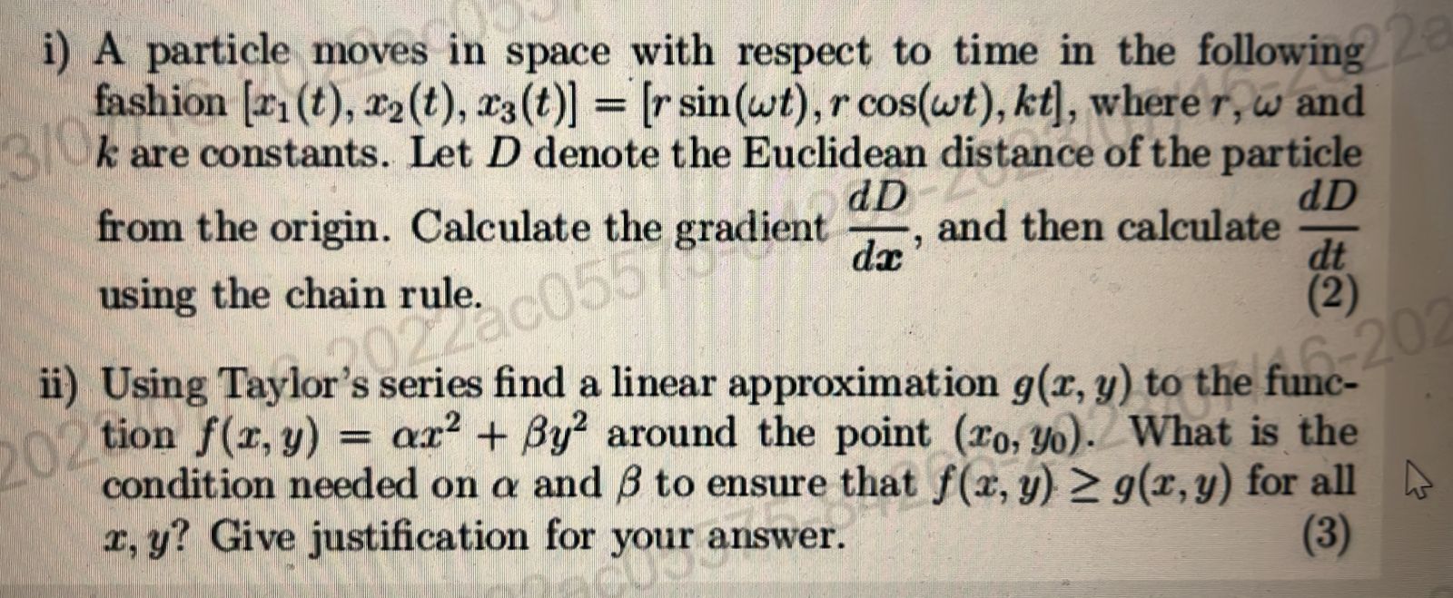 Solved i) A particle moves in space with respect to time in | Chegg.com