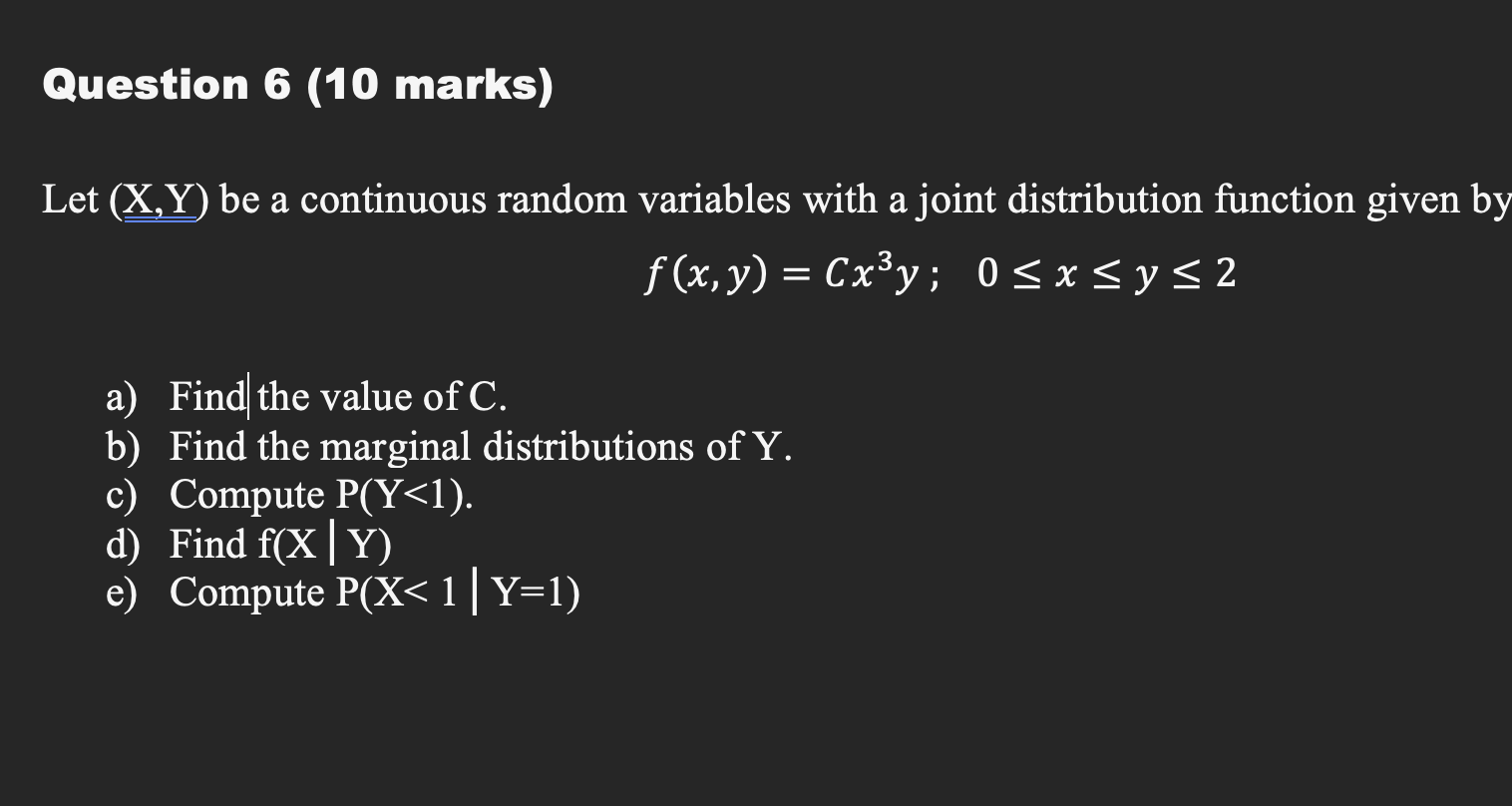 Solved Let (X,Y) be a continuous random variables with a | Chegg.com