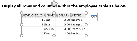 Solved Display all rows and columns within the employee | Chegg.com
