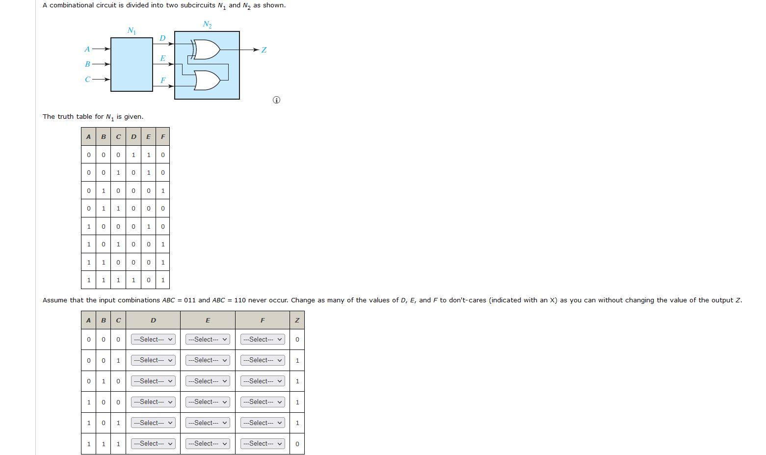 Solved A combinational circuit is divided into two | Chegg.com