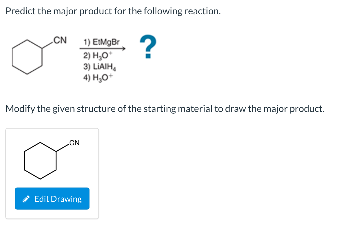 Solved Predict the major product for the following reaction | Chegg.com
