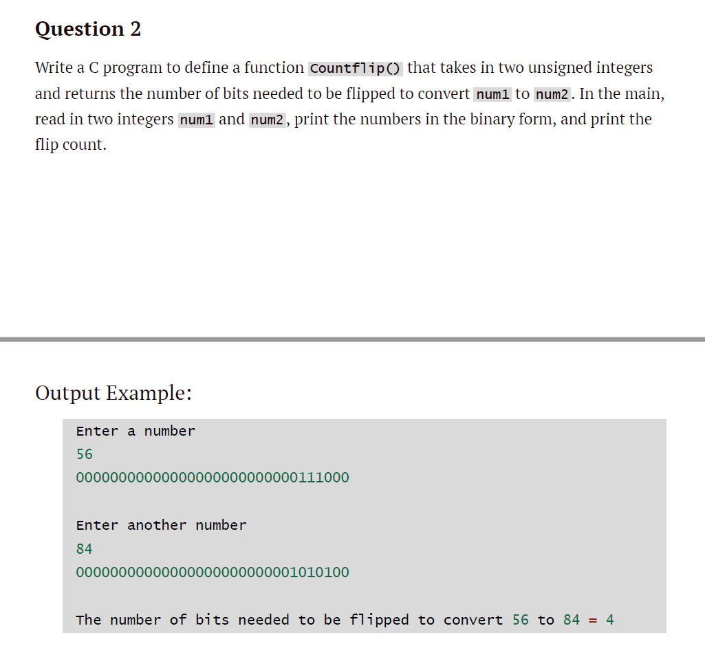 Solved Question 2 Write a C program to define a function | Chegg.com