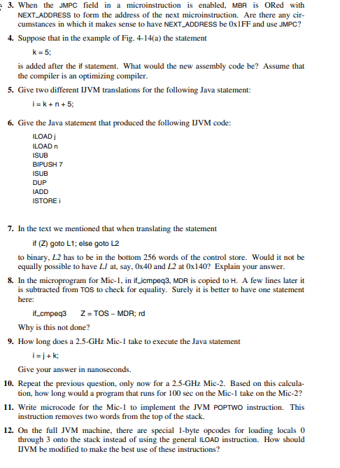 3. When the JMPC field in a microinstruction is | Chegg.com