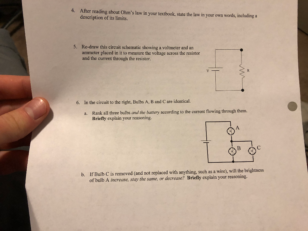 Solved 4. After reading about Ohm's law in your textbook, | Chegg.com