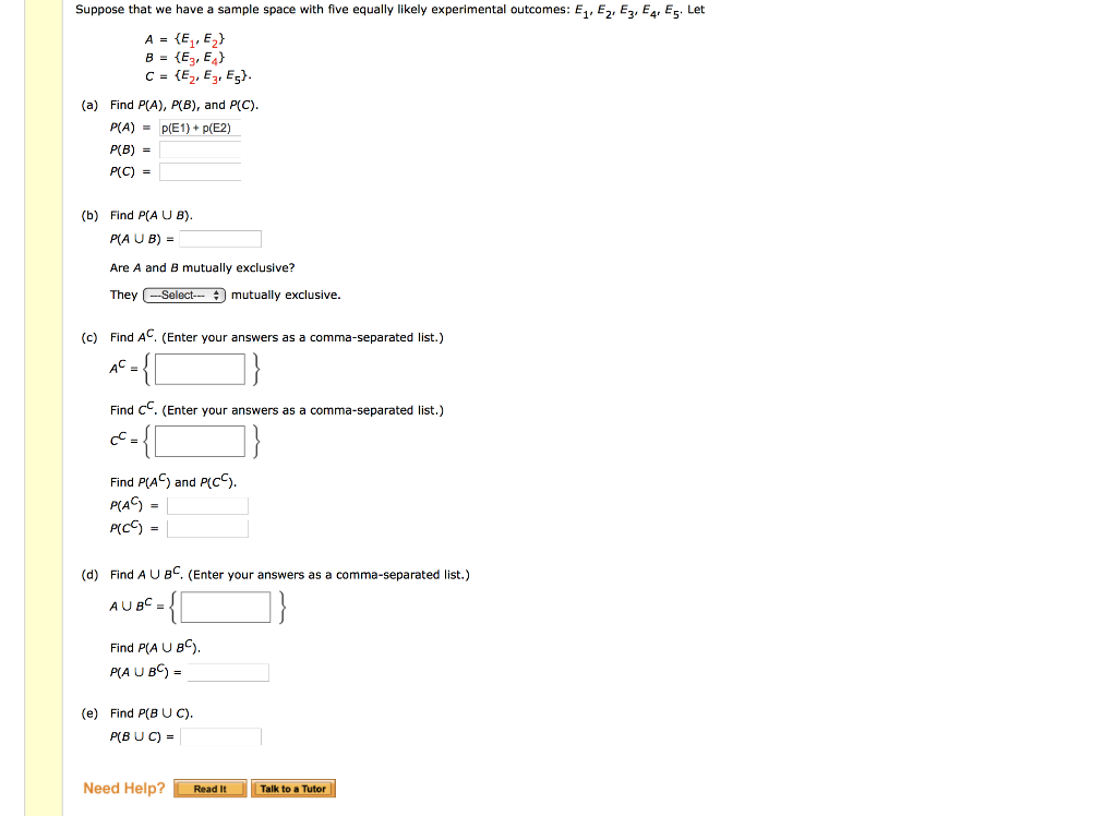 Solved Suppose that we have a sample space with five equally | Chegg.com
