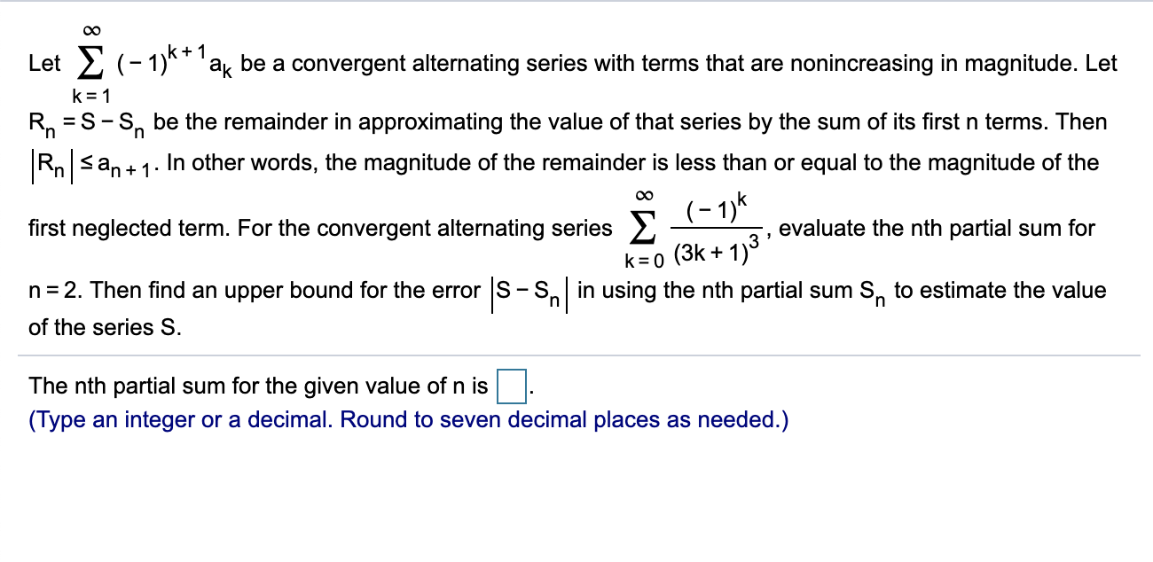 Solved Let E (-1)*+lak be a convergent alternating series | Chegg.com