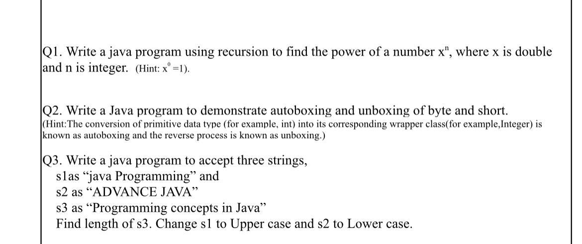 Solved Q1 Write A Java Program Using Recursion To Find The 1147