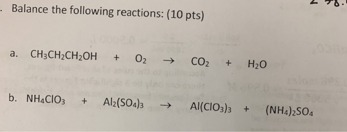 Solved Balance the following reactions: (10 pts) a. | Chegg.com