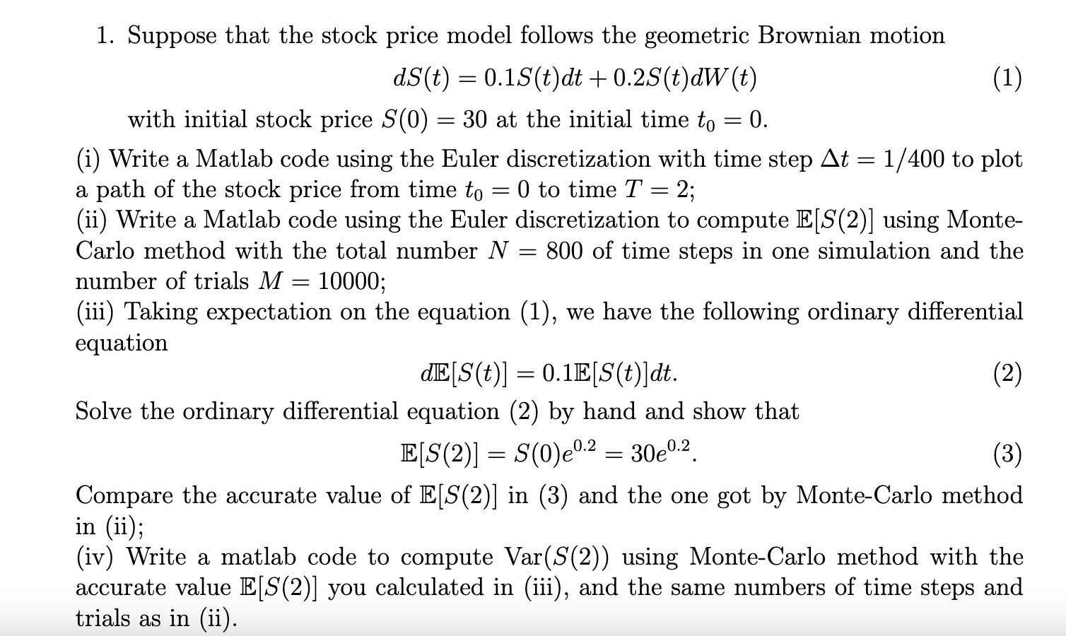 a - a = 1. Suppose that the stock price model | Chegg.com