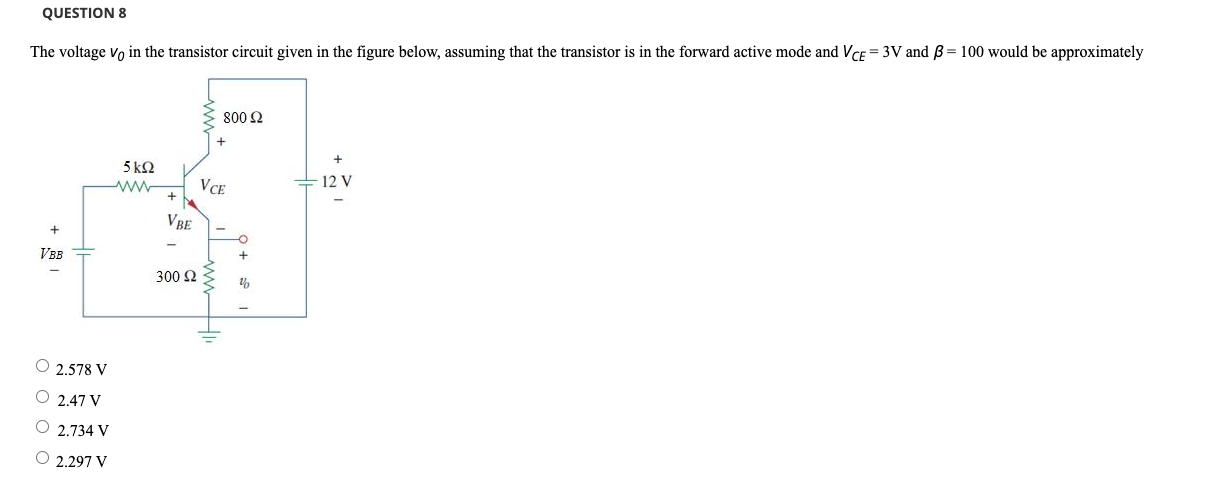 Solved The voltage v0 in the transistor circuit given in the | Chegg.com