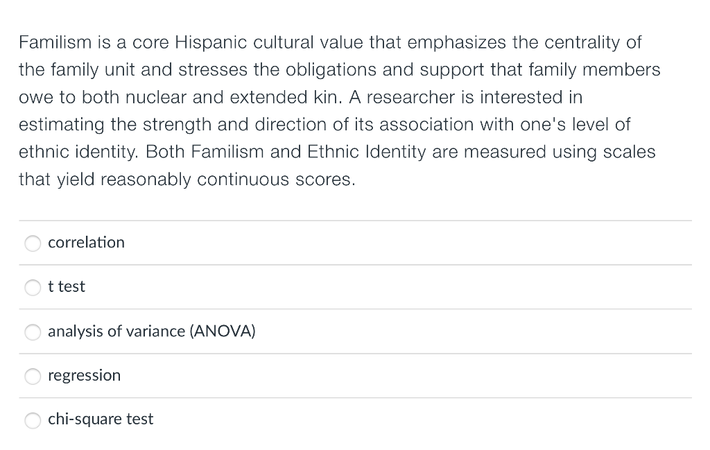 Solved Familism is a core Hispanic cultural value that | Chegg.com