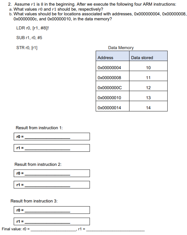 Solved 2. Assume r1 is 8 in the beginning. After we execute | Chegg.com
