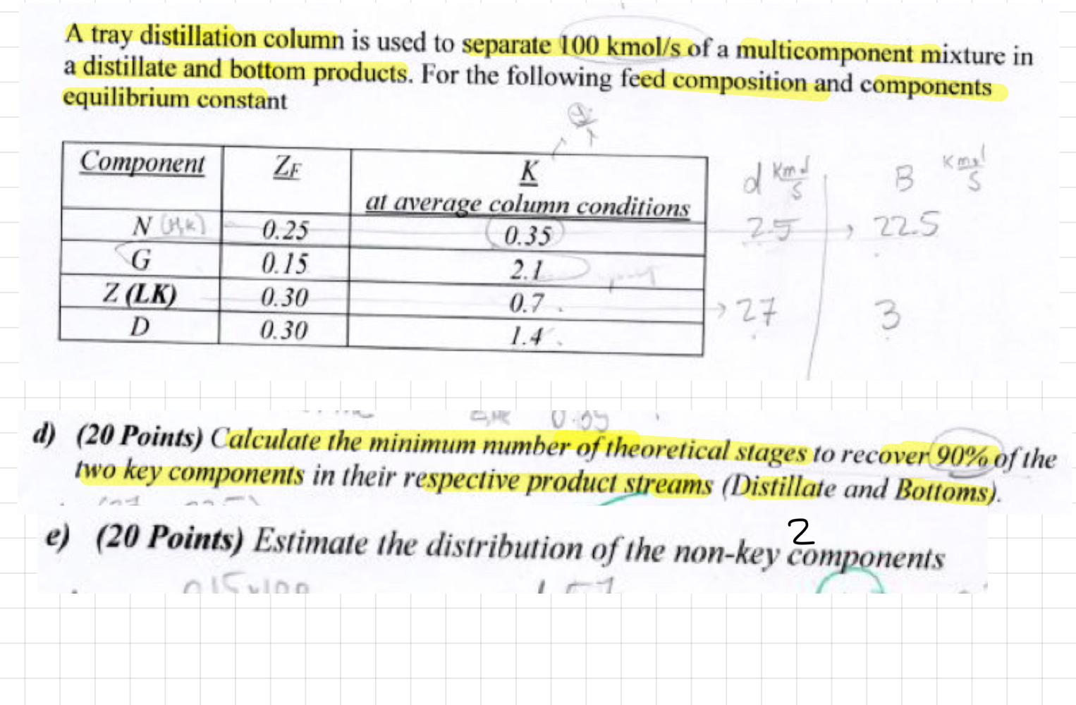 Solved A tray distillation column is used to separate | Chegg.com